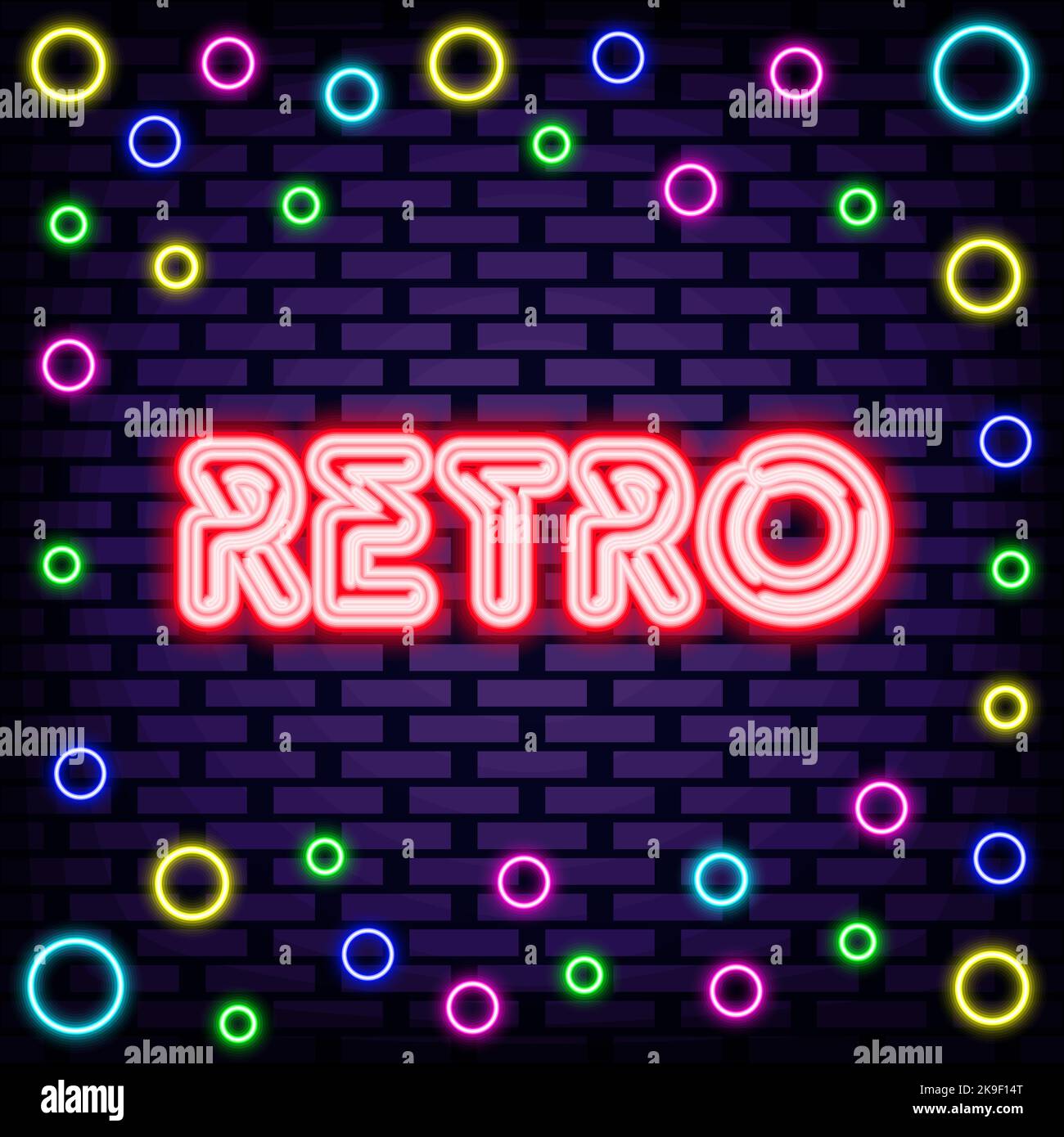 Retro Neon Sign Vector. Glowing with colorful neon light. Neon text ...