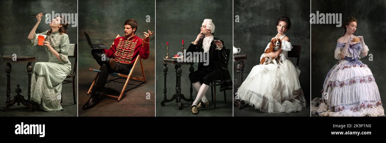 Set of images of actors and actress in image of medieval royalty ...