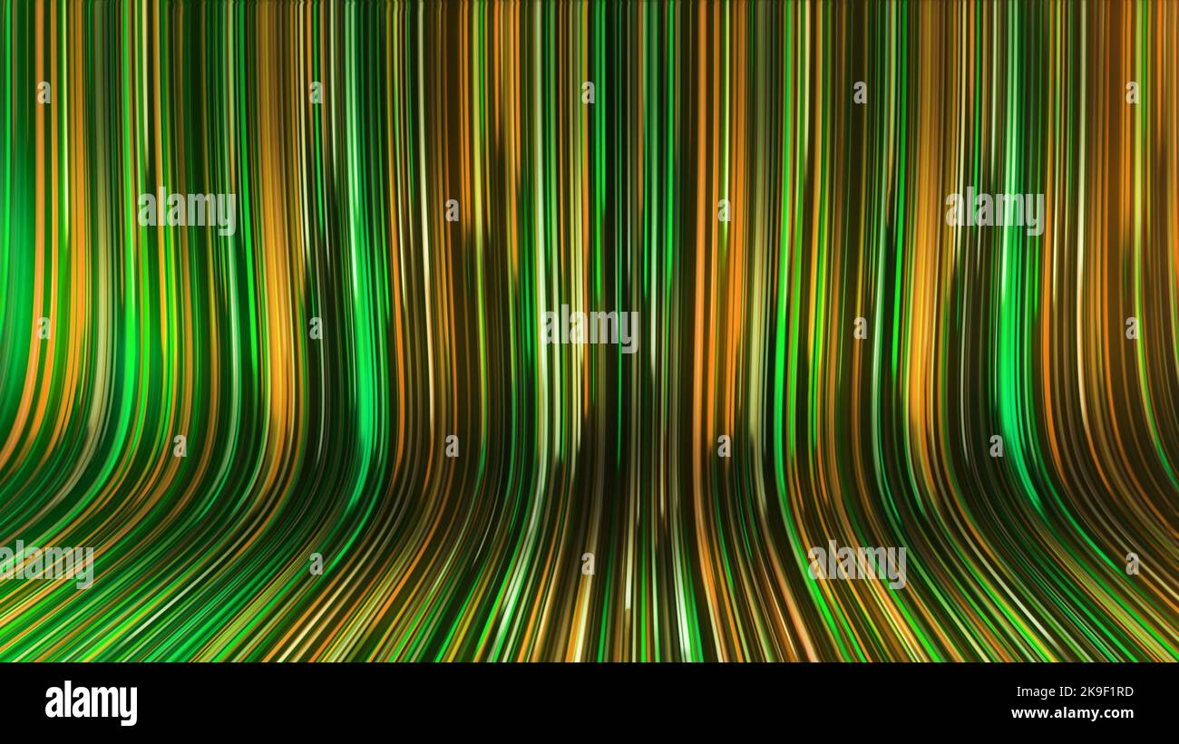 3D rendering of an abstract panoramic neon background with glowing rays ...