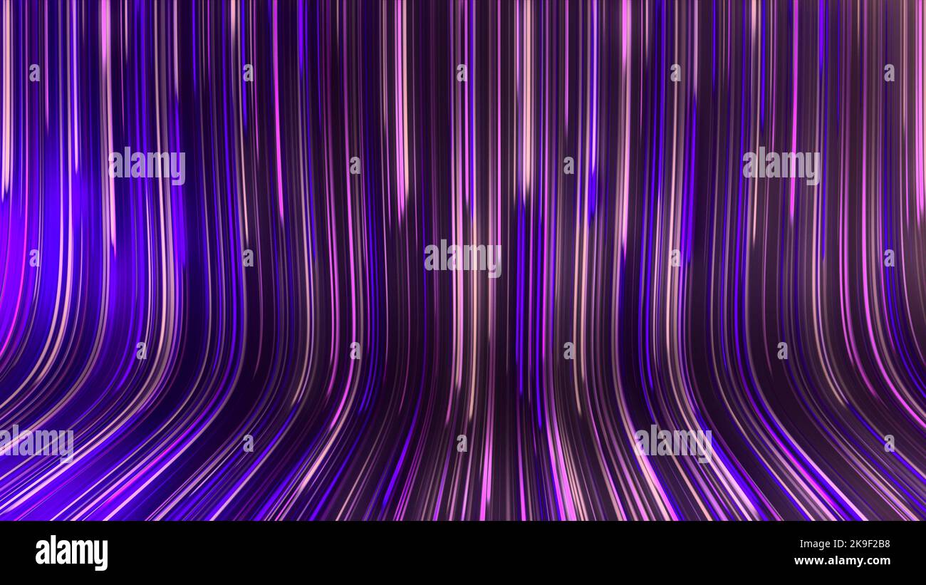 3D rendering of an abstract panoramic neon background with glowing rays ...