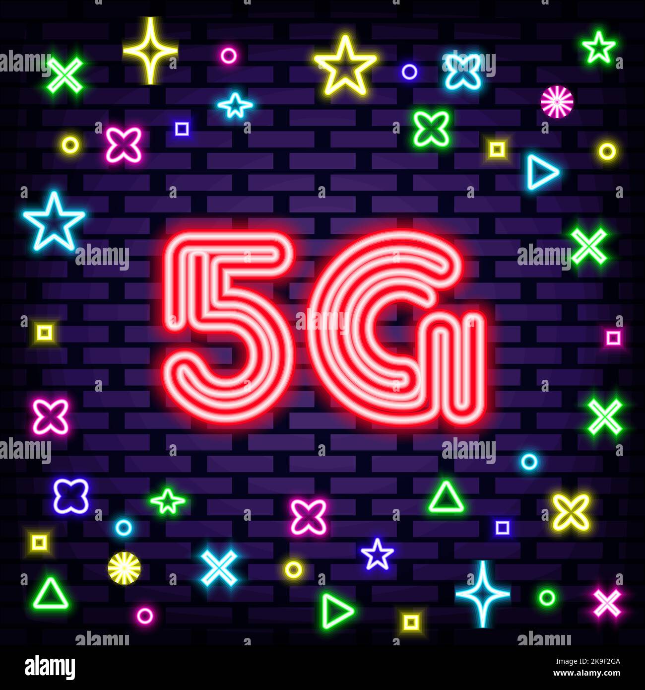 5g mobile internet Neon Sign Vector. Neon script. Night bright ...