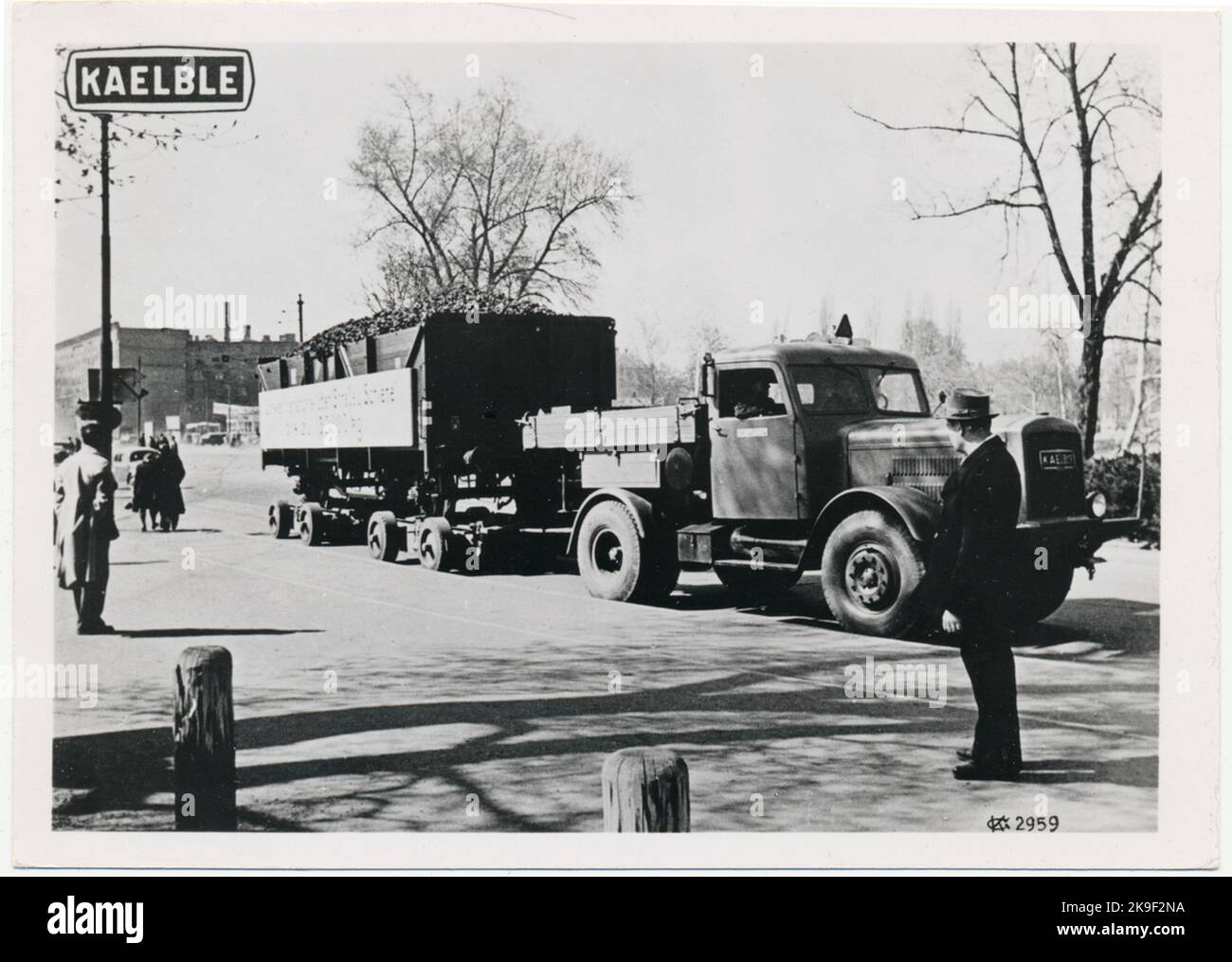 Truck Kaelble pulls heavily loaded freight wagon on Vagnbjörn Stock ...