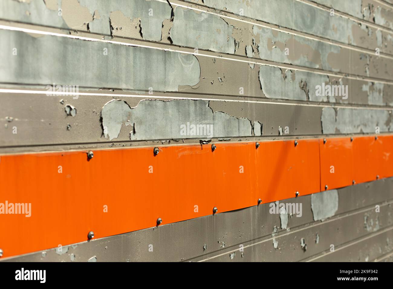 Old wall with orange stripe. Details of building. Surface texture ...