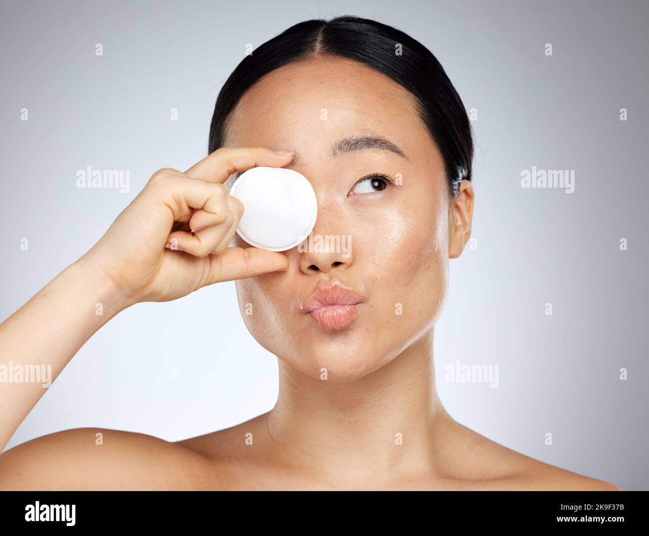 Skincare, beauty and cotton for cleaning, detox and dermatology with ...