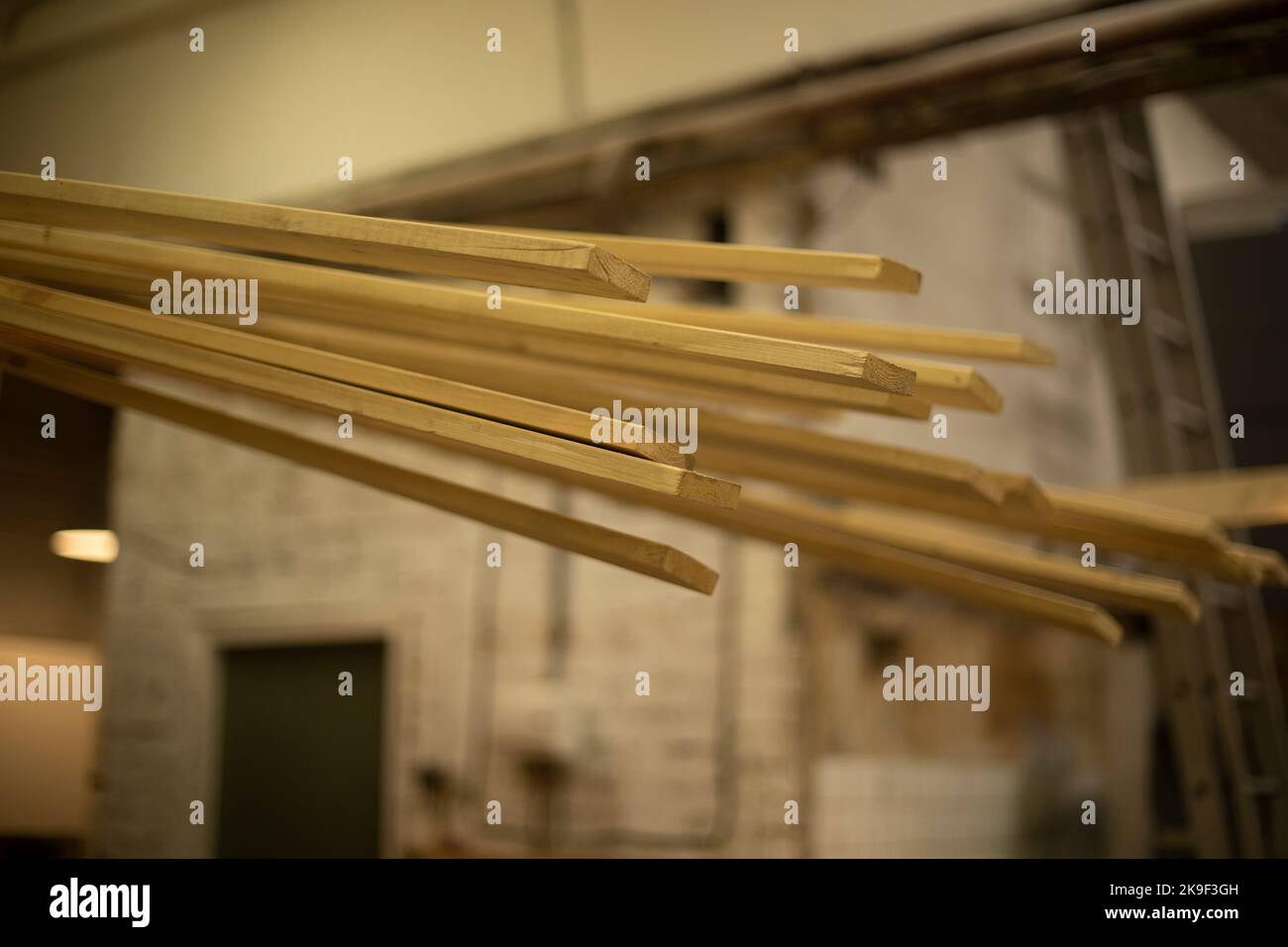 Items in garage. Workplace for creating structure. Production shop ...