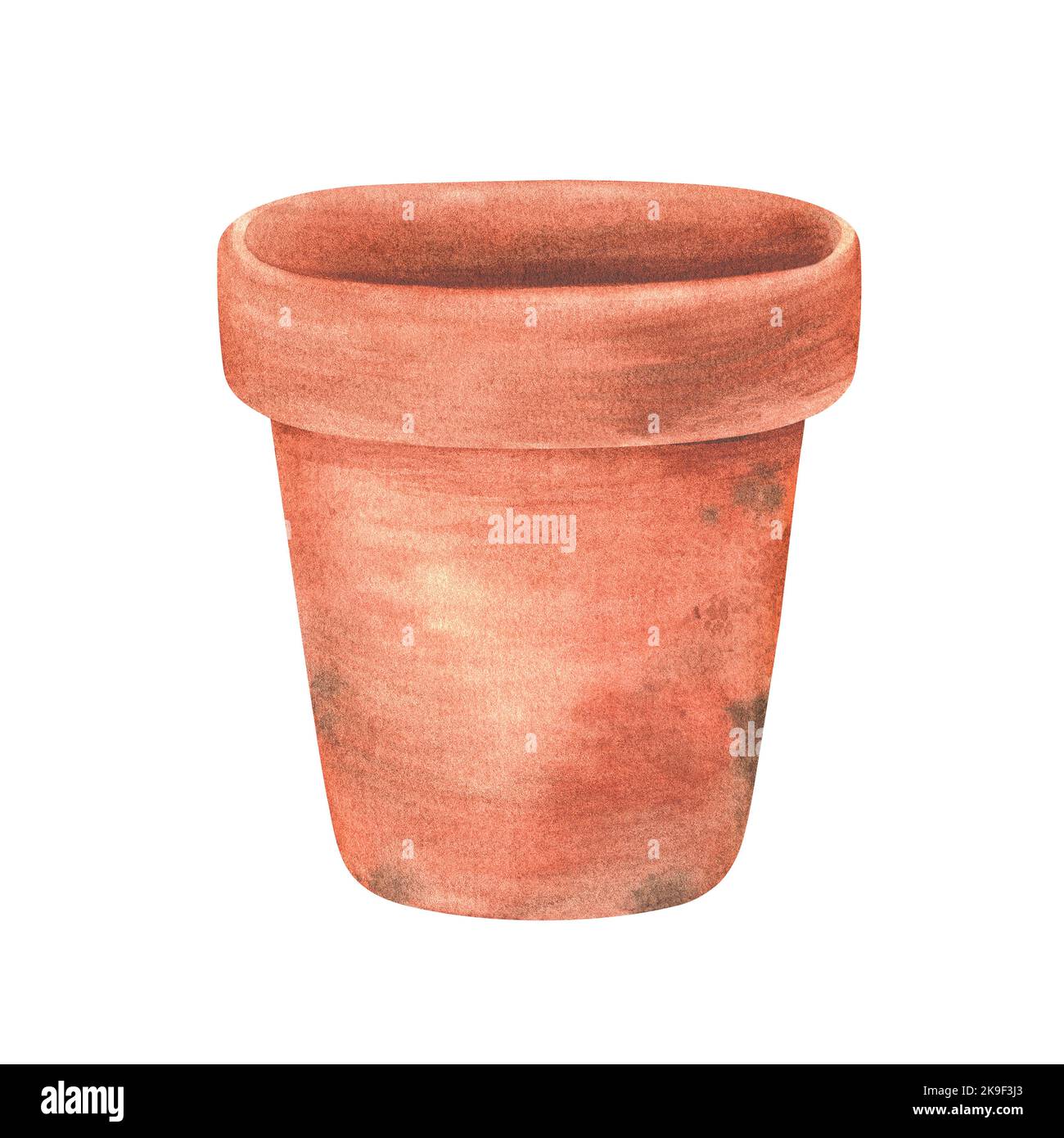 Clay flower pot. Watercolor illustration. Ceramics, earthenware ...