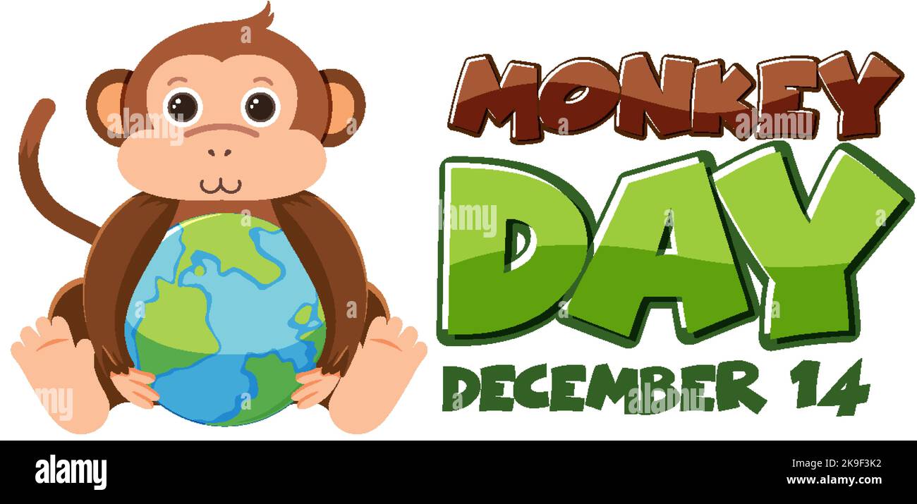 Monkey day text for banner or poster design illustration Stock Vector ...