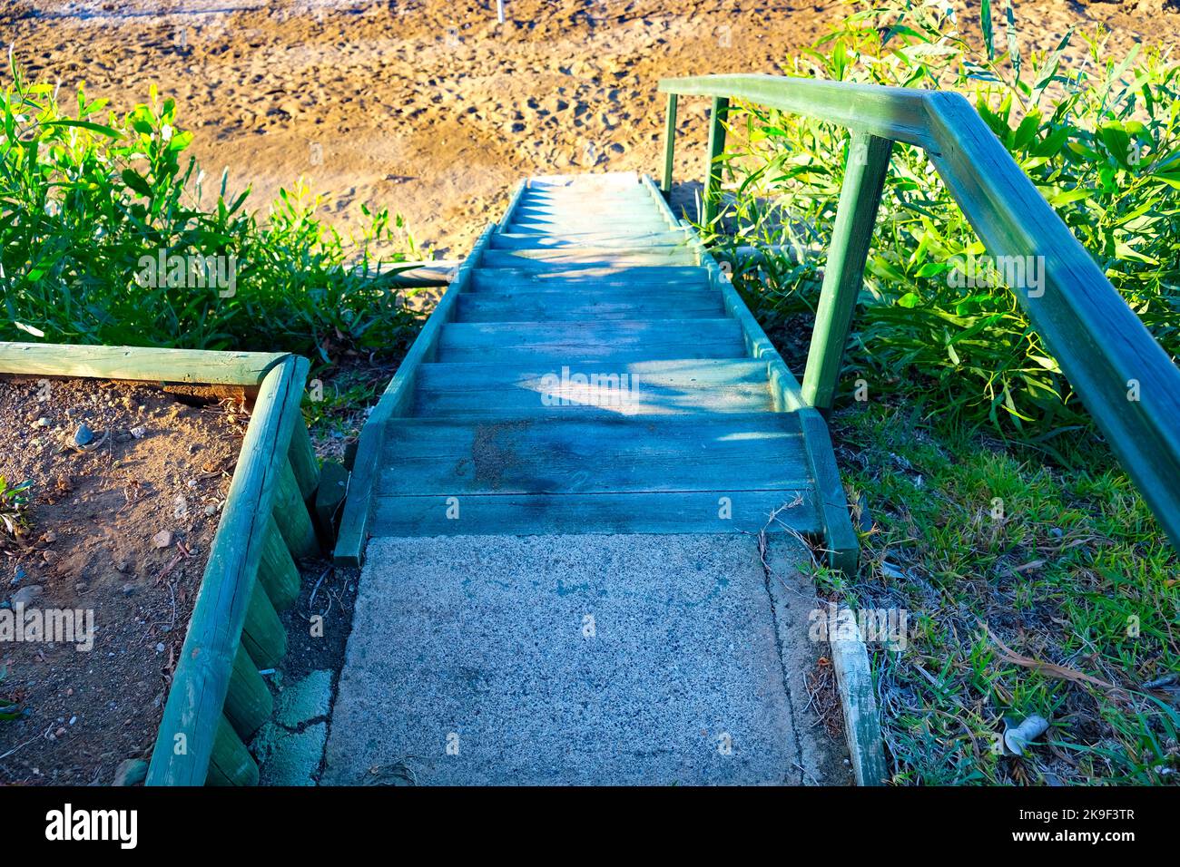 Stair steps going down to the beach, Concept idea of stair steps going ...