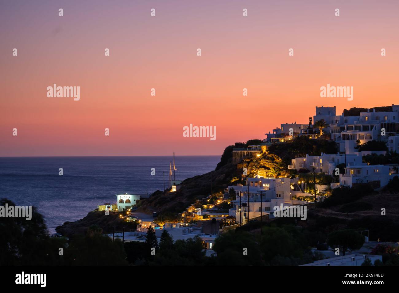 Ios, Greece - September 6, 2022 : Breathtaking purple sunset and view ...
