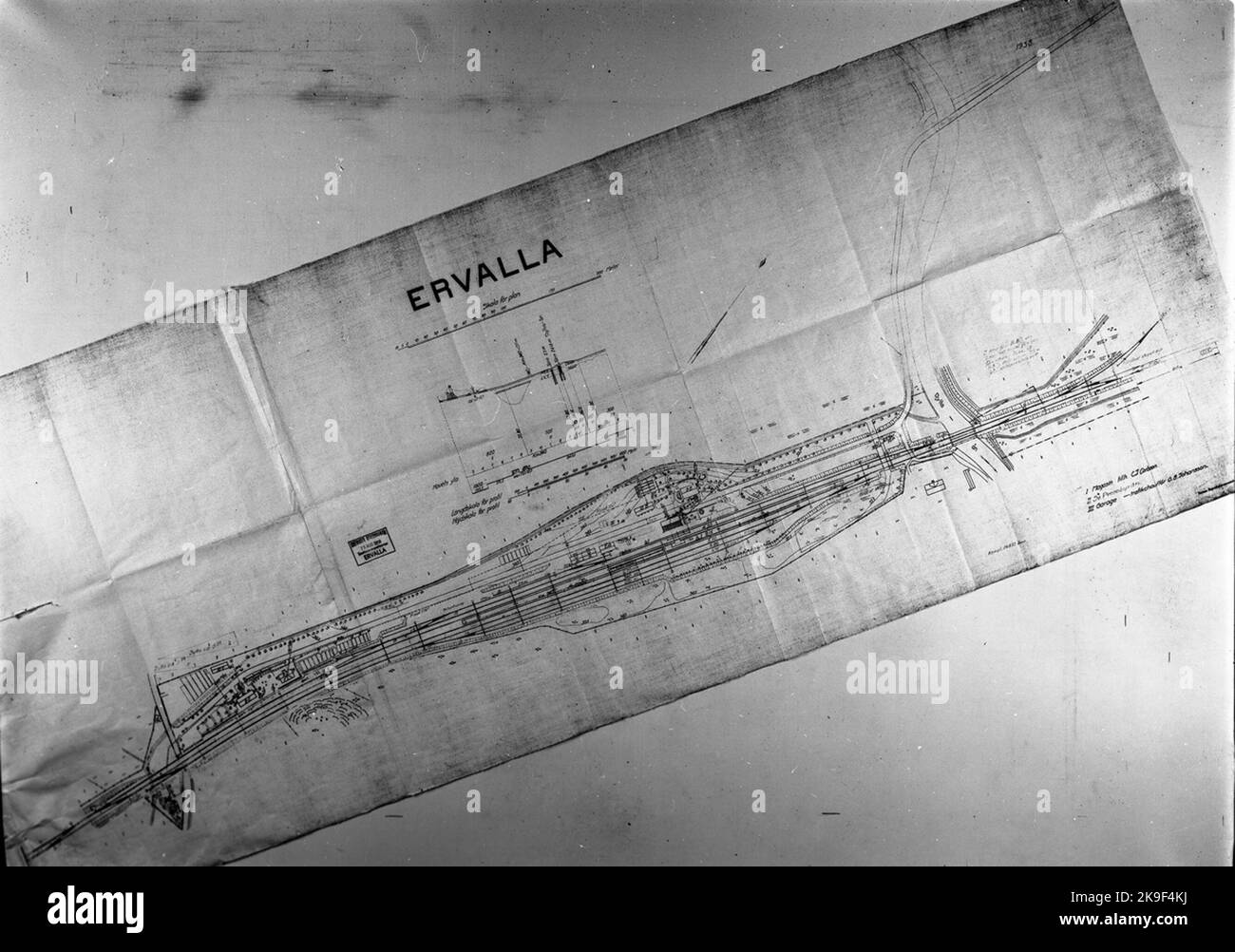 Photo of station plan and yard drawing over Ervalla station Stock Photo - Alamy