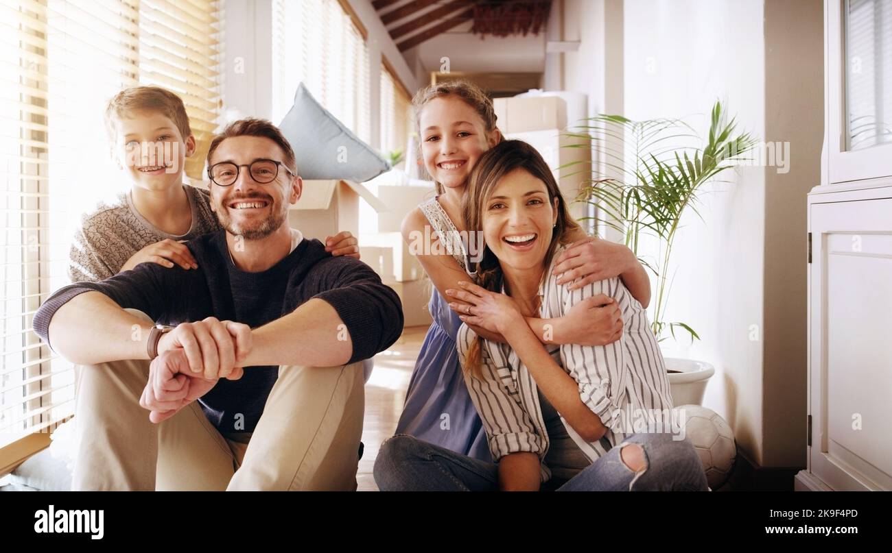 Family is all we need to be happy. Portrait of a happy family together ...