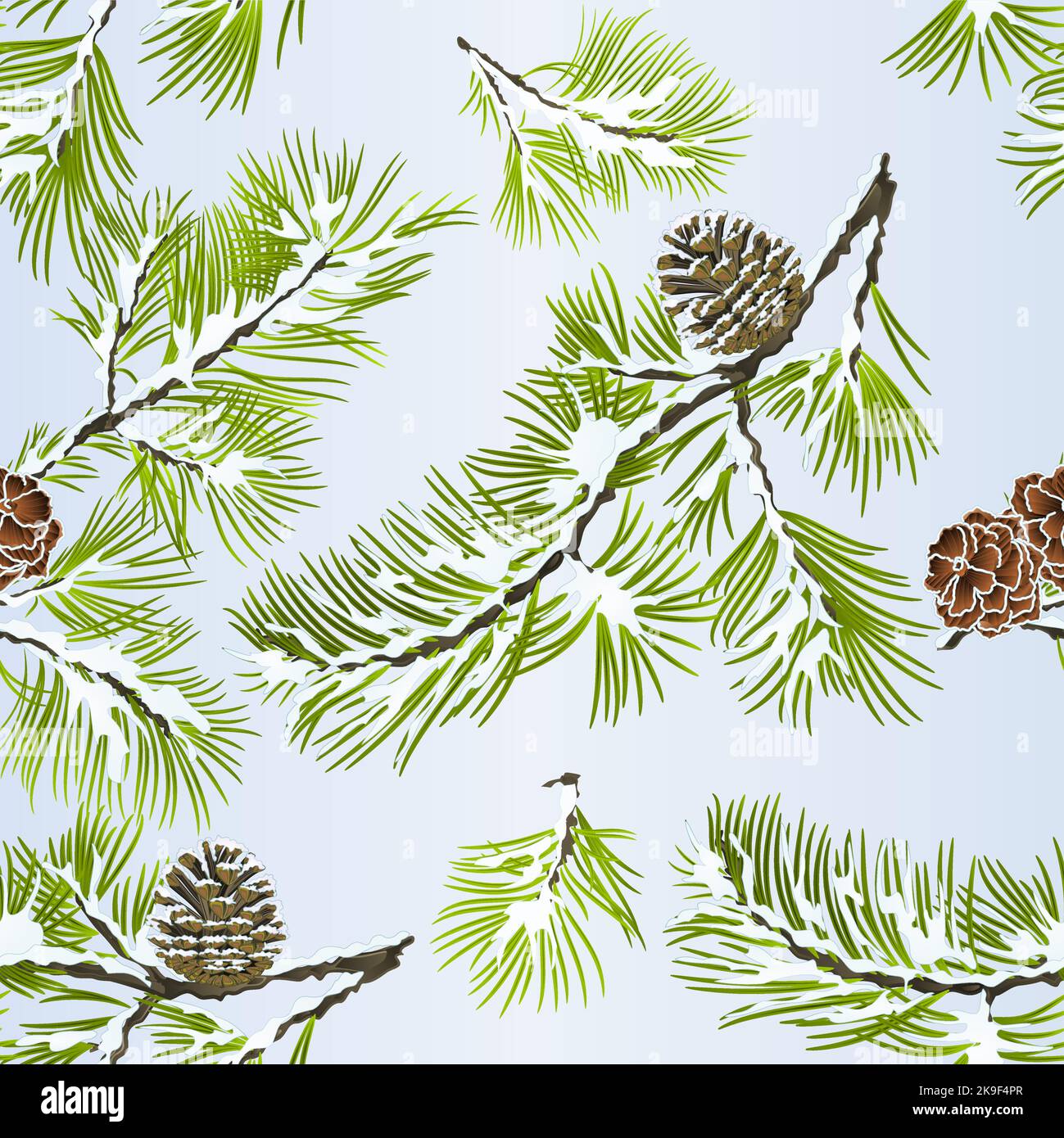 Seamless texture pine tree and pine cones branches winter snowy natural ...