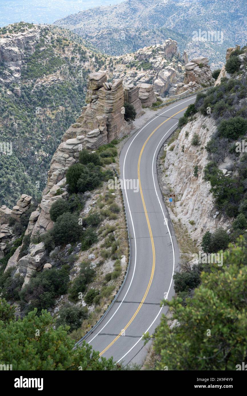 A gentle curve from the Mount Lemmon Highway Stock Photo - Alamy