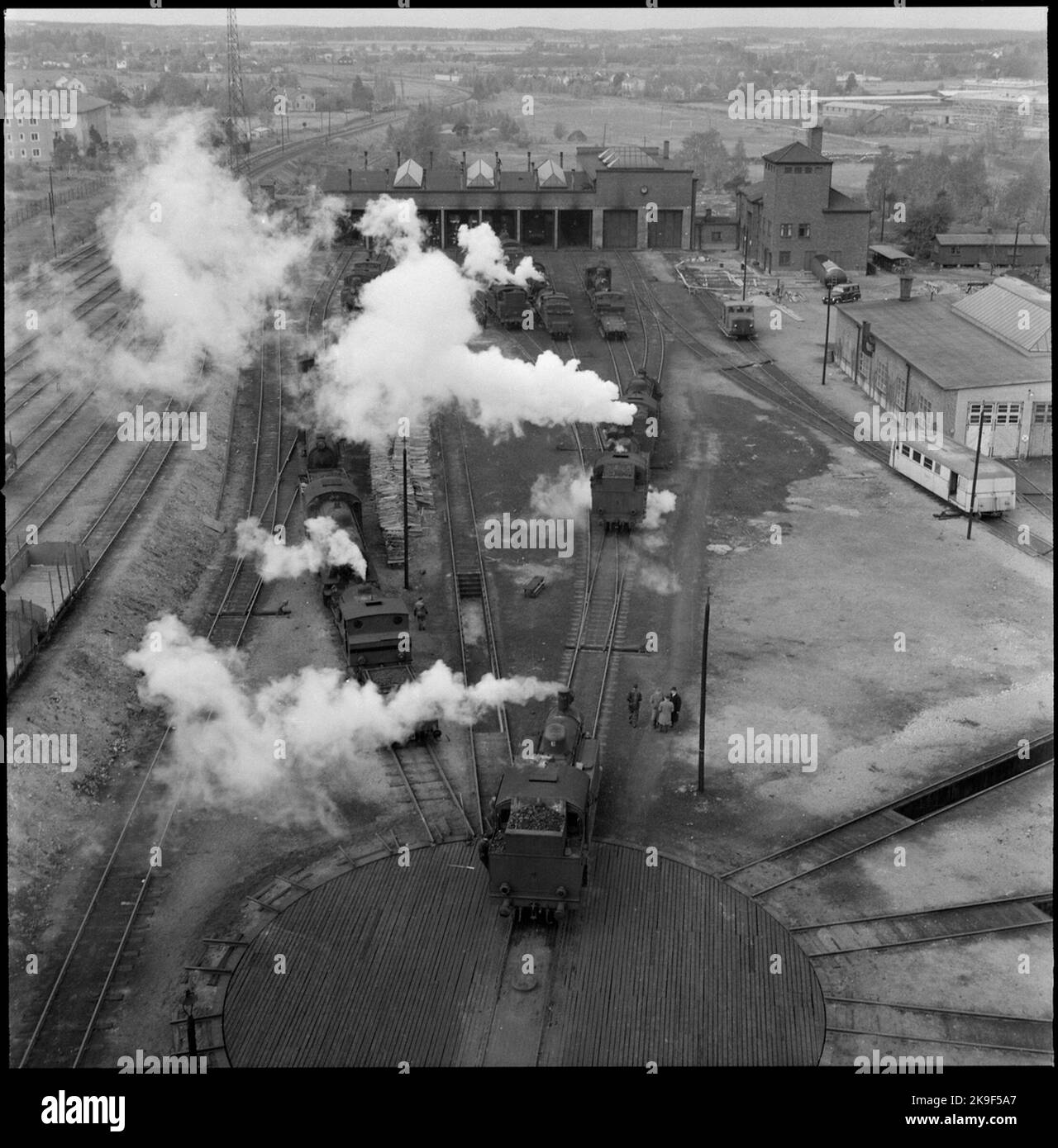 Steam locomotive at yard Stock Photo - Alamy