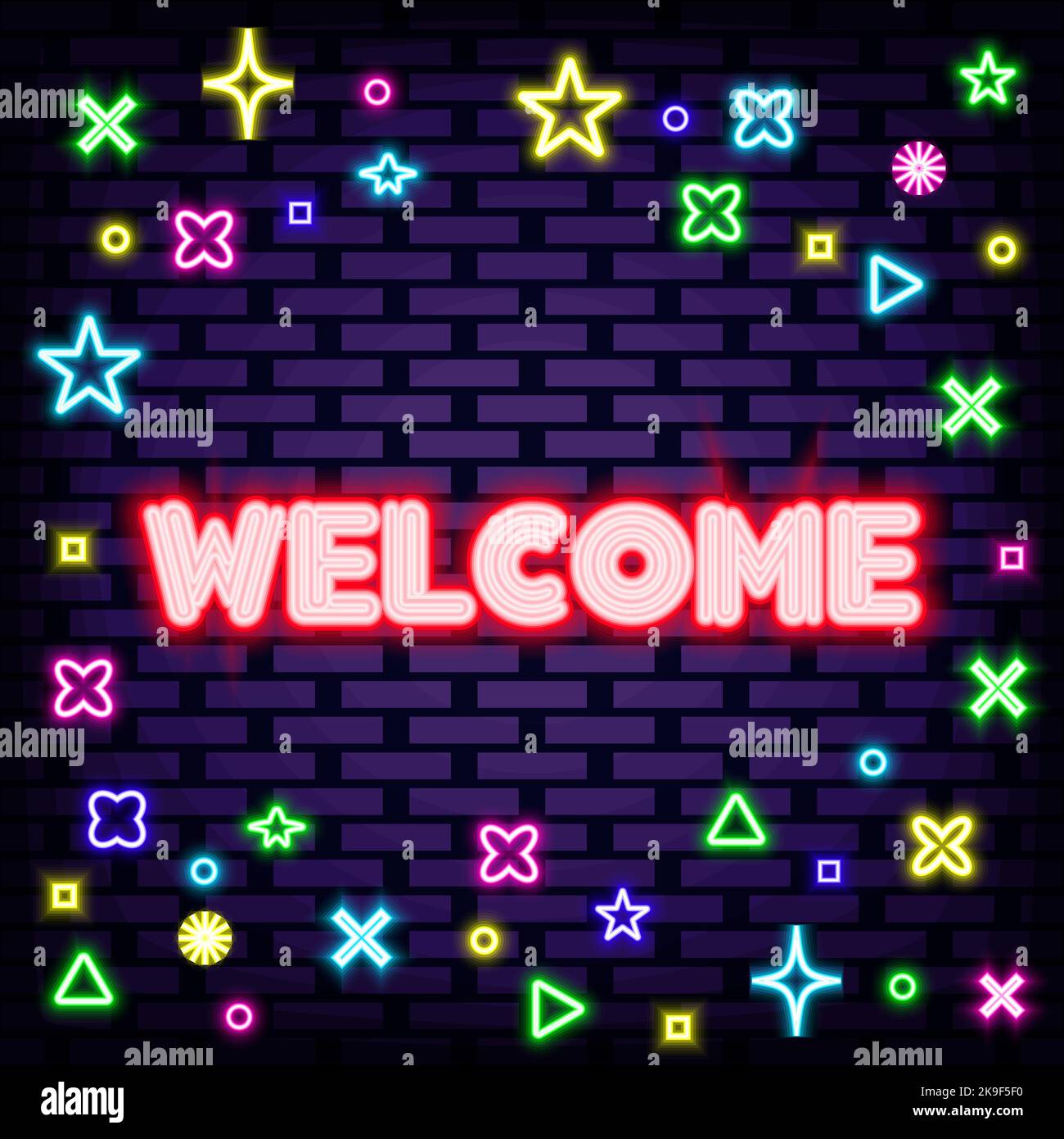 Welcome Neon sign. Bright signboard. Light banner Stock Vector Image ...