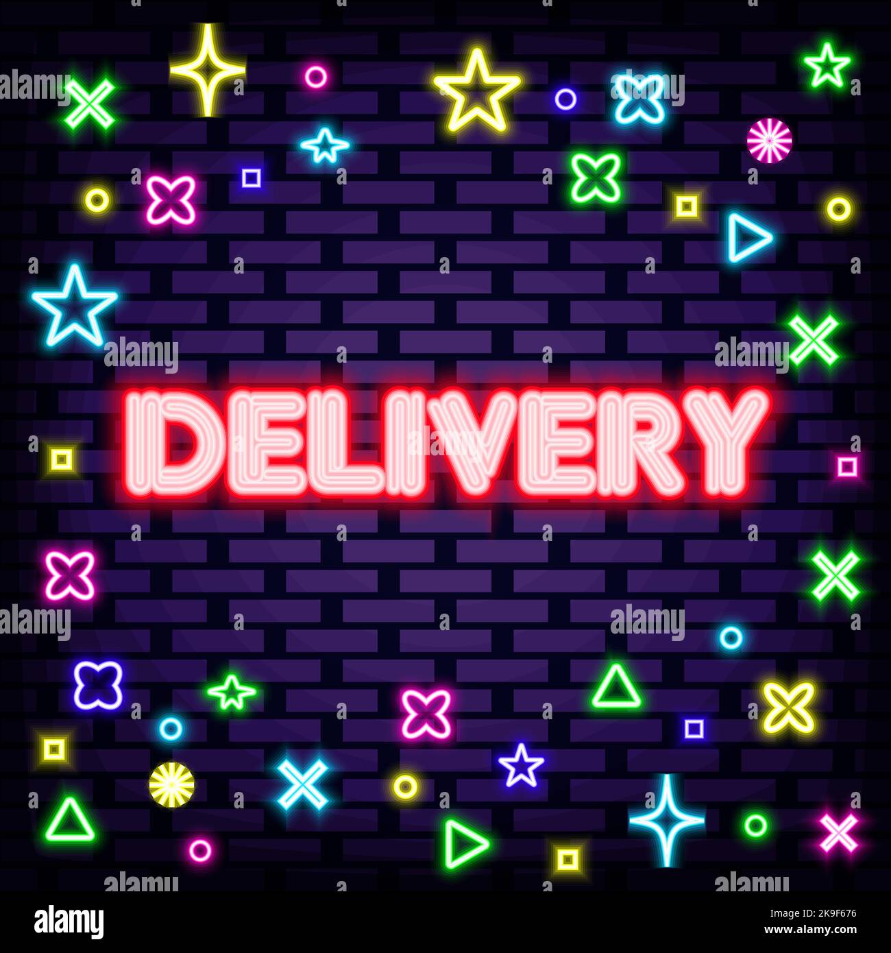 Delivery Neon signboards. Bright signboard. Night advensing Stock ...