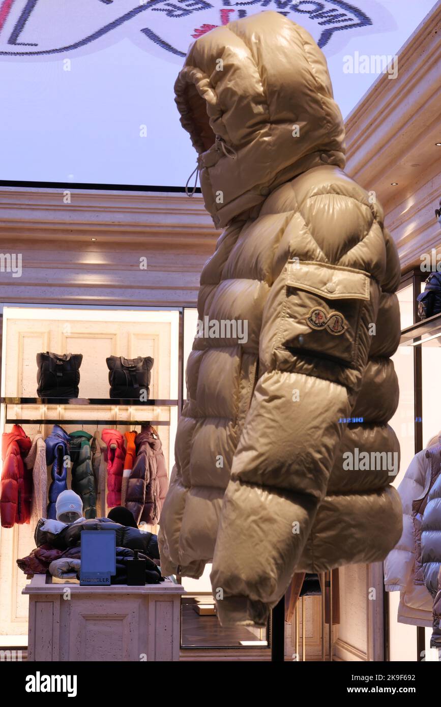 COAT ON DISPLAY AT MONCLER FASHION BOUTIQUE Stock Photo - Alamy