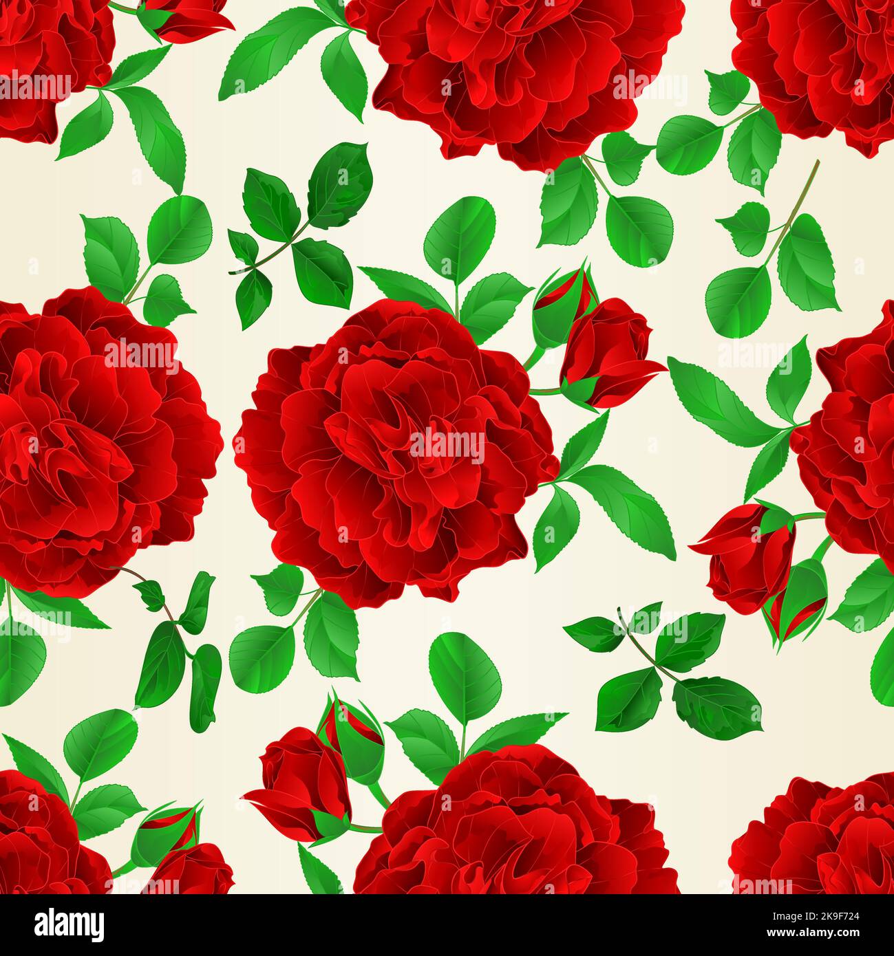 Seamless texture red Rose with buds and leaves vintage festive ...
