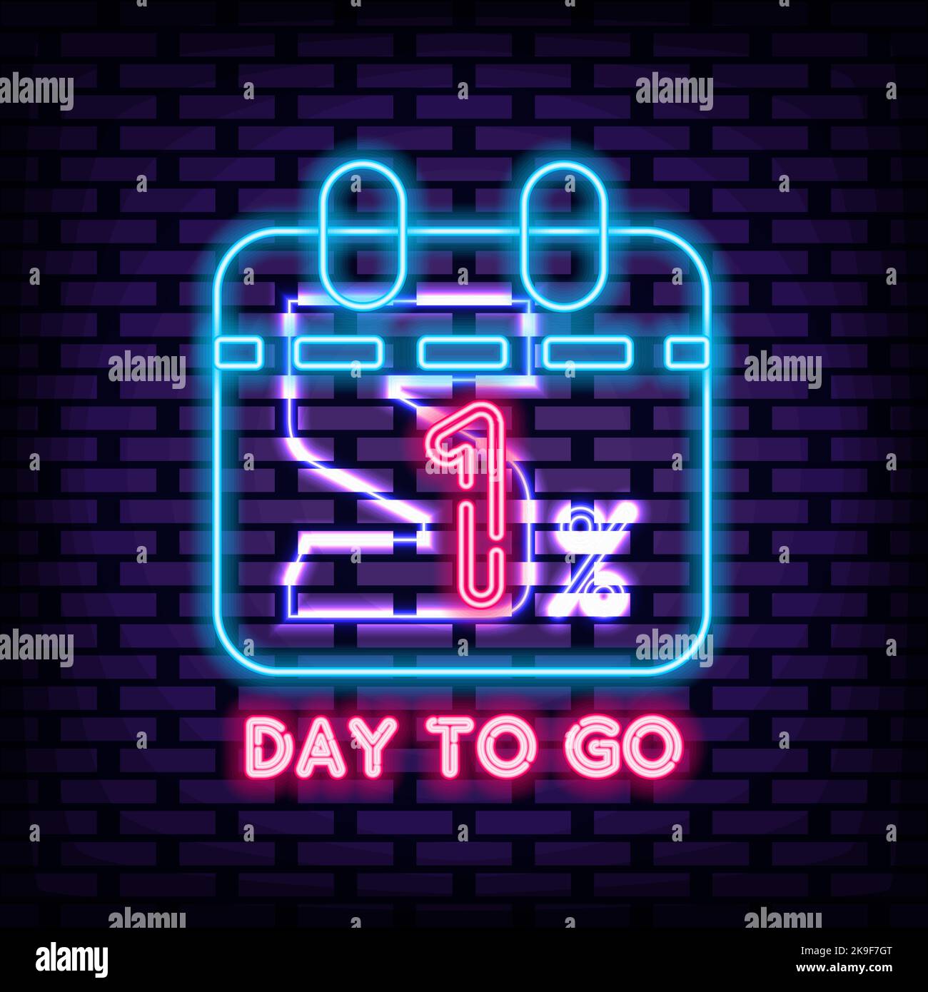 1 Day To Go Neon Sign Vector. Neon script. Light art Stock Vector Image ...