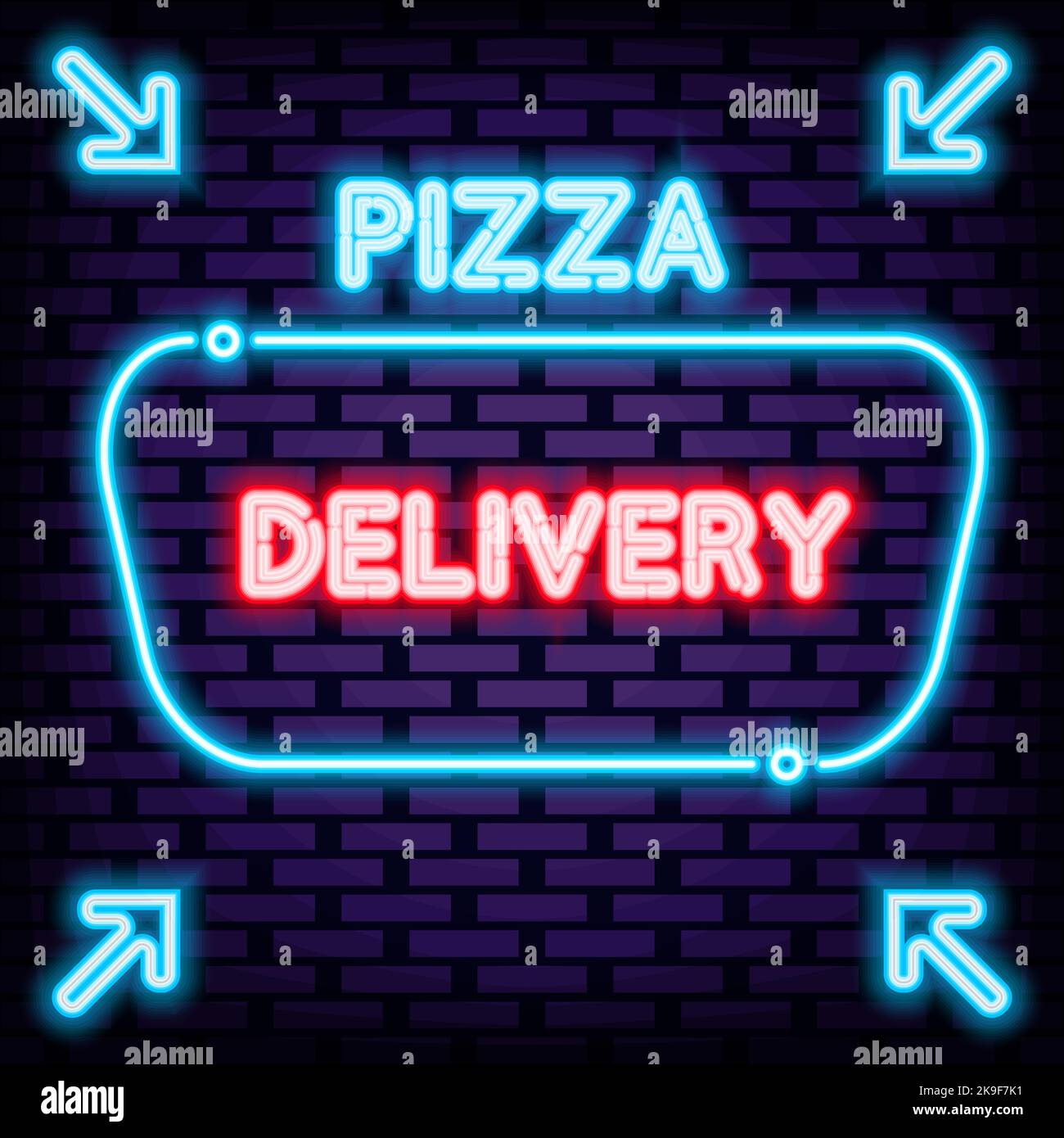 Pizza Delivery Neon Sign Vector. Neon script. Light art Stock Vector ...
