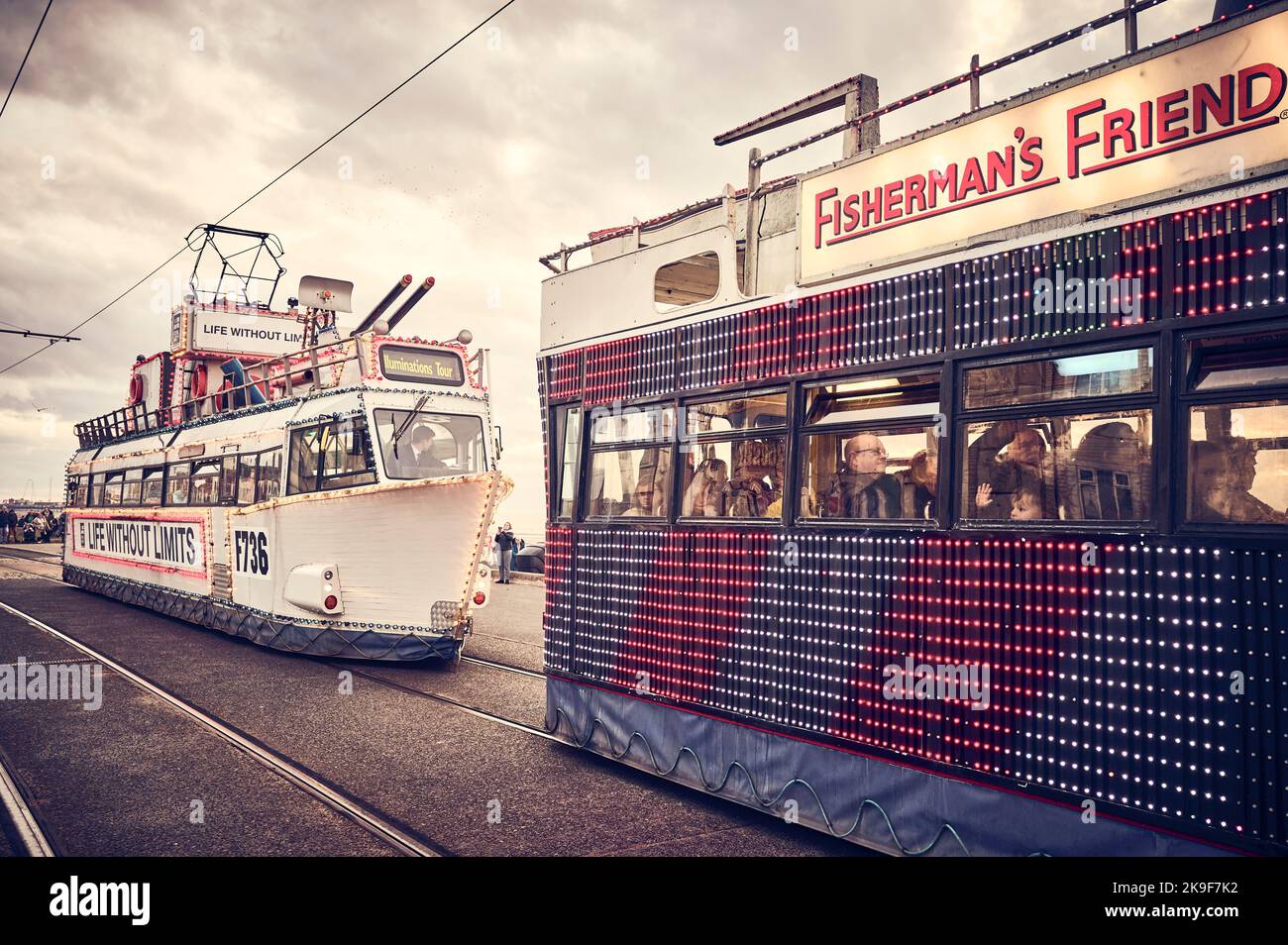 Blackpool Lightpool festival 2022. Illuminated tram parade along the seafront Stock Photo - Alamy
