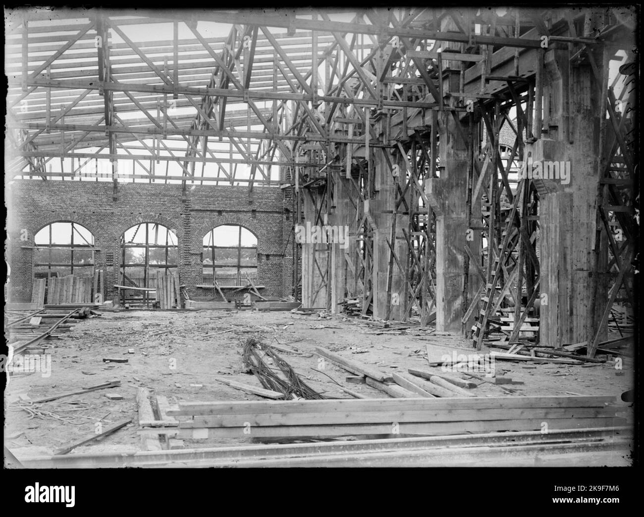Construction of the locomotive workshop at the State Railway's railway ...