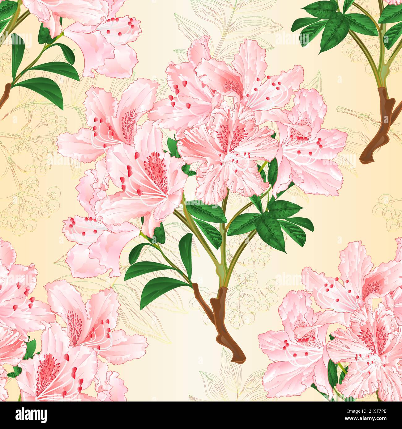 Seamless texture light pink rhododendron branch mountain shrub and ...