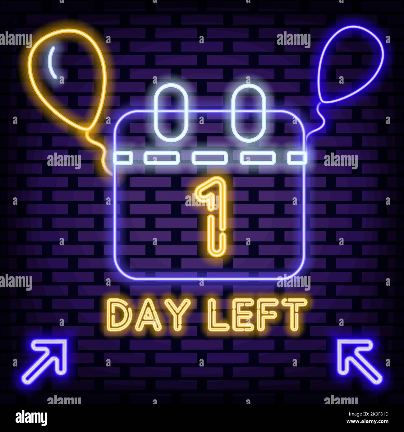 1 Day Left Neon Sign Vector. Bright signboard. Night bright advertising ...