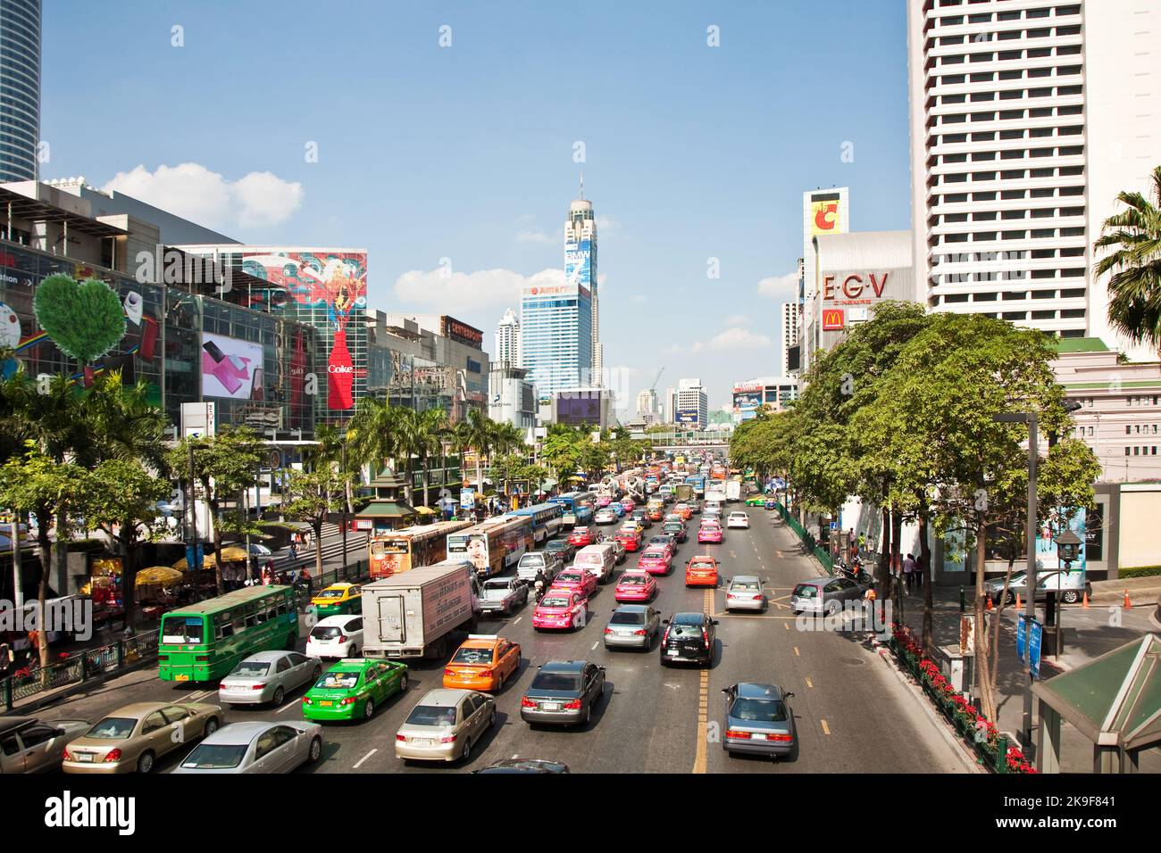BANGKOK, THAILAND - December 22: main road in Bangkok in afternoon ...