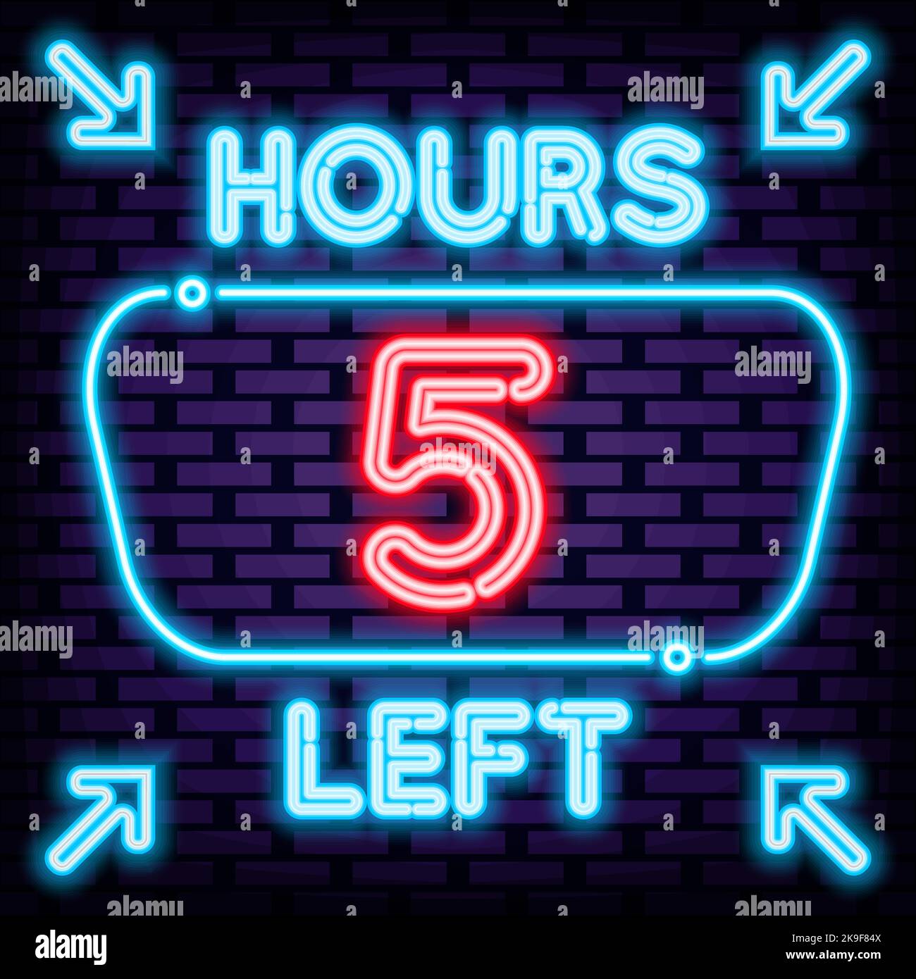 5 hours left Badge in neon style. Bright signboard. Neon text Stock ...