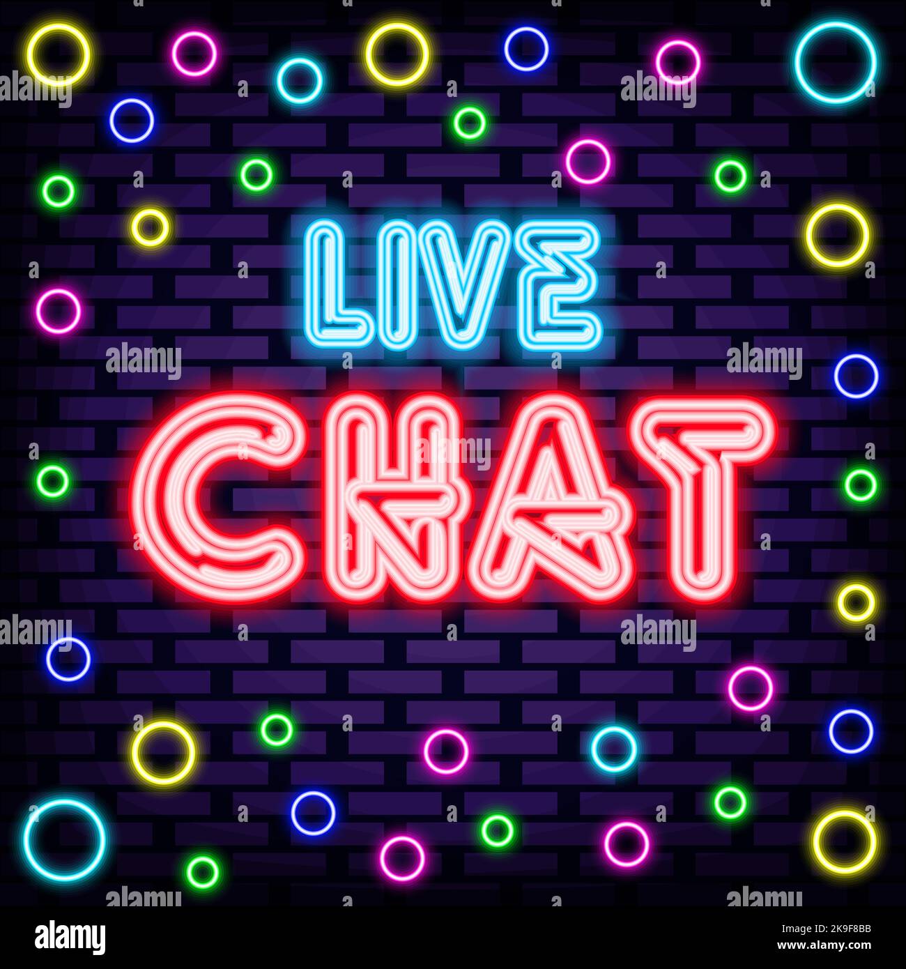 Live Chat Neon sign. On brick wall background. Neon text Stock Vector ...