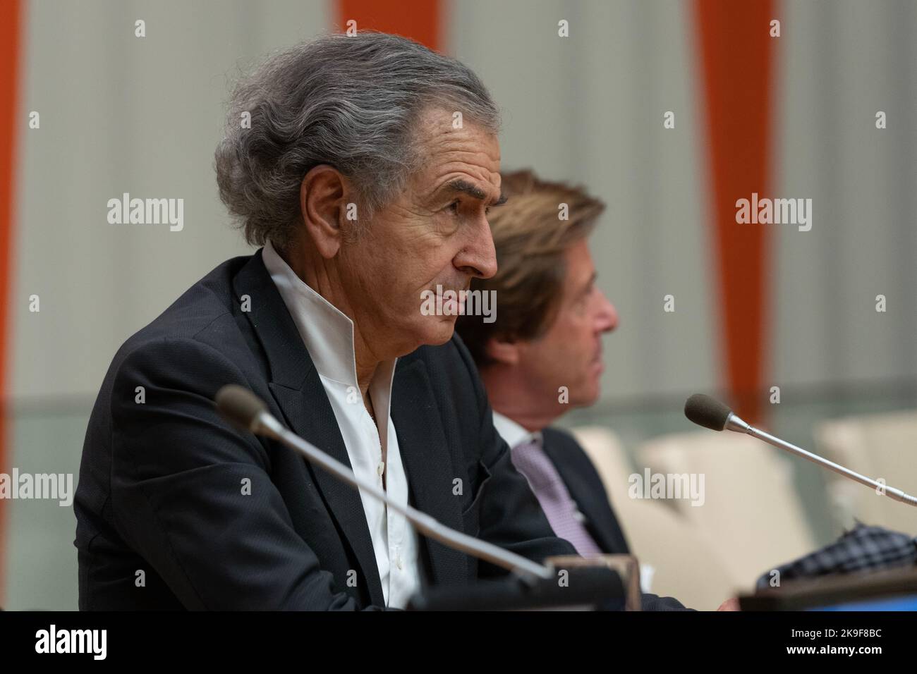 French intellectual Bernard-Henry Levy speaks during screening and ...
