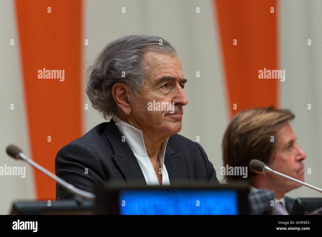 French intellectual Bernard-Henry Levy speaks during screening and ...