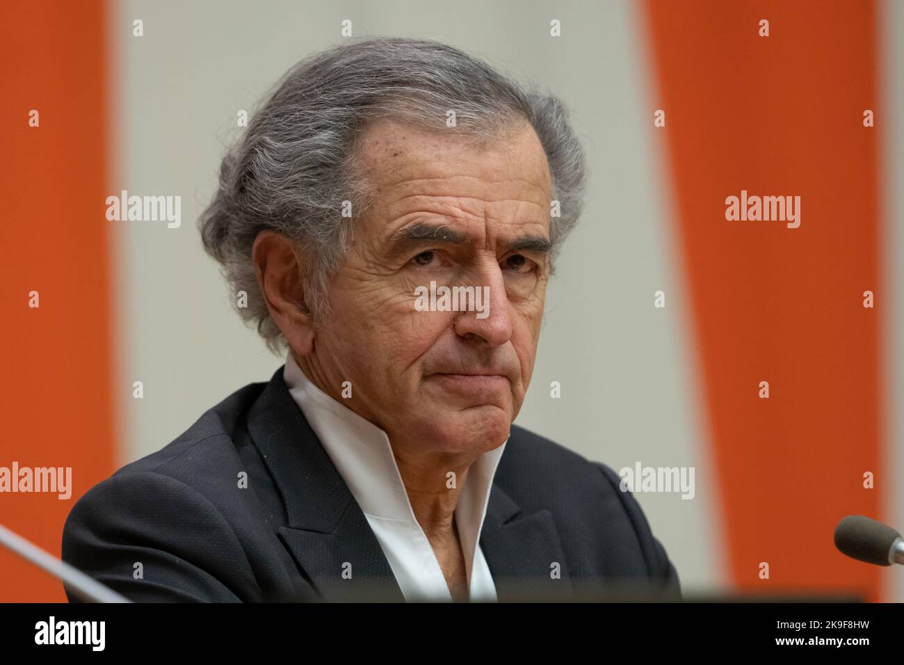 French intellectual Bernard-Henry Levy speaks during screening and ...