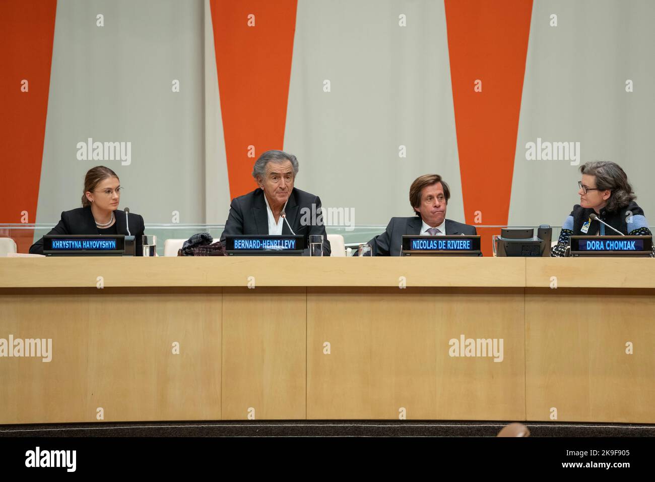 French intellectual Bernard-Henry Levy speaks during screening and ...