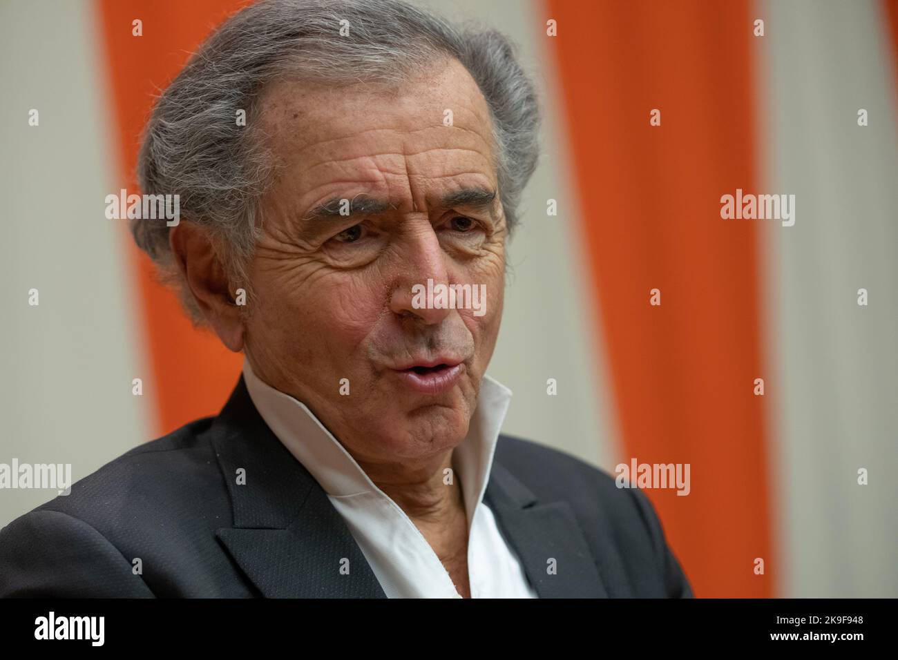 French intellectual Bernard-Henry Levy speaks during screening and ...