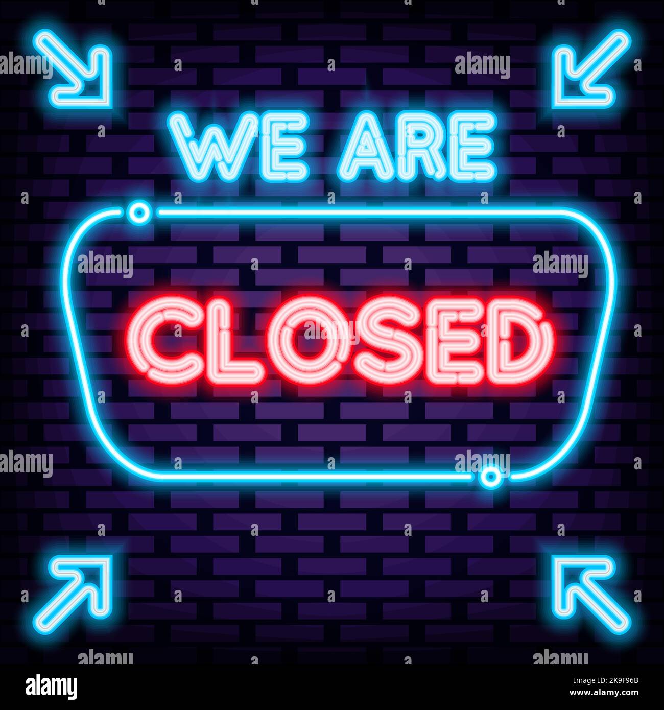 We are closed Neon Sign Vector. Neon script. Night advensing Stock ...