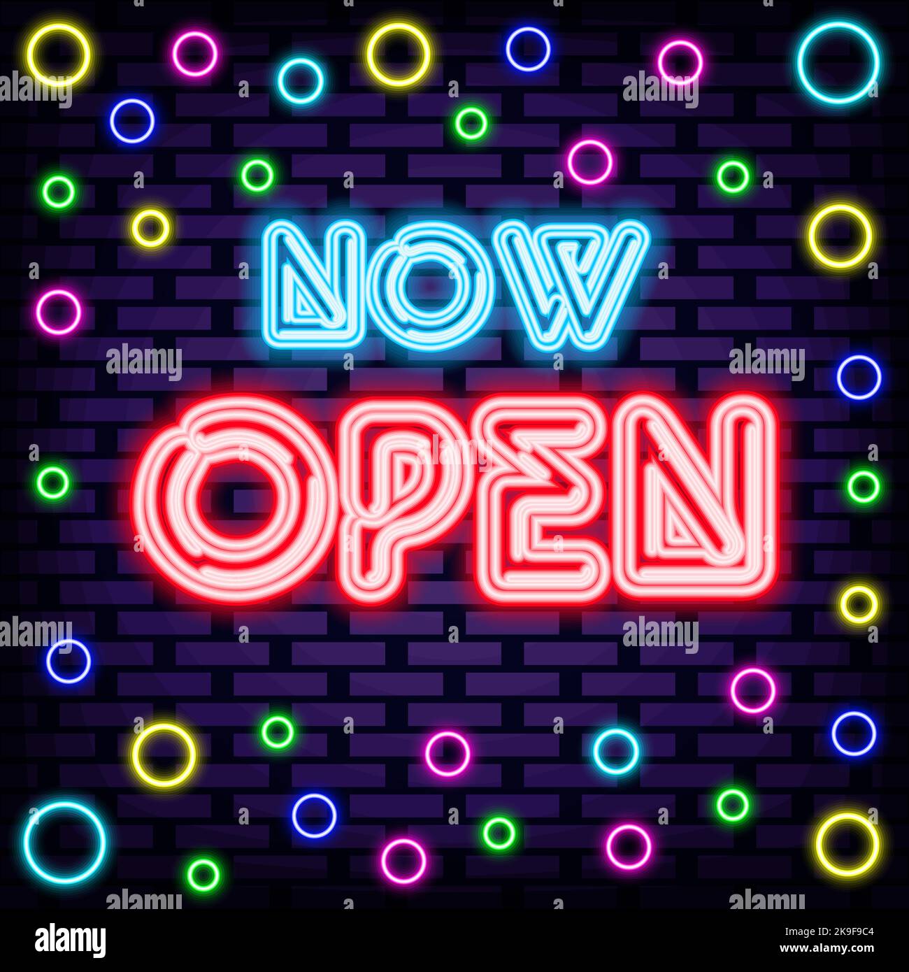 Now Open Neon Sign Vector. Bright signboard. Light art Stock Vector ...