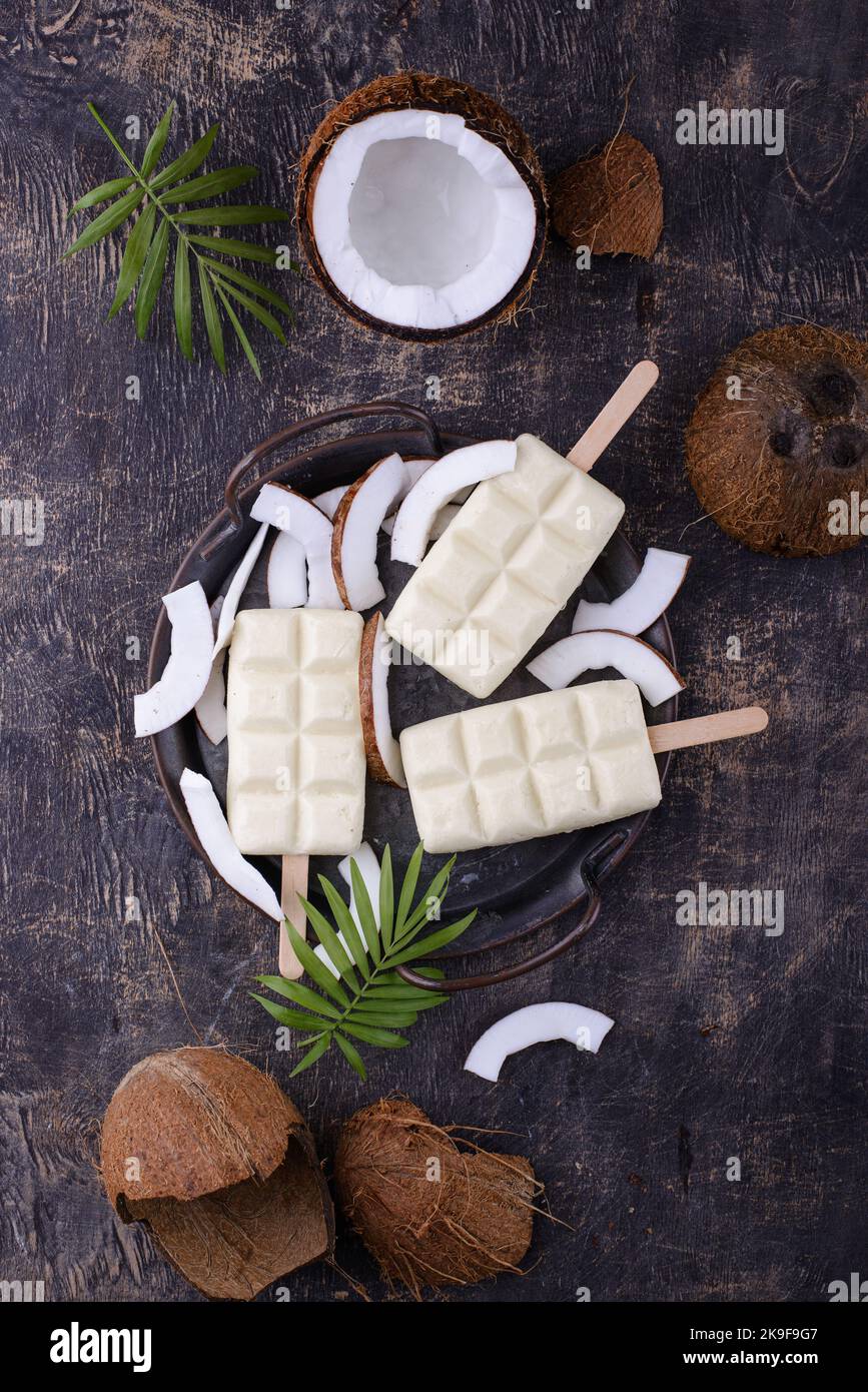 Healthy coconut ice cream popsicles Stock Photo - Alamy