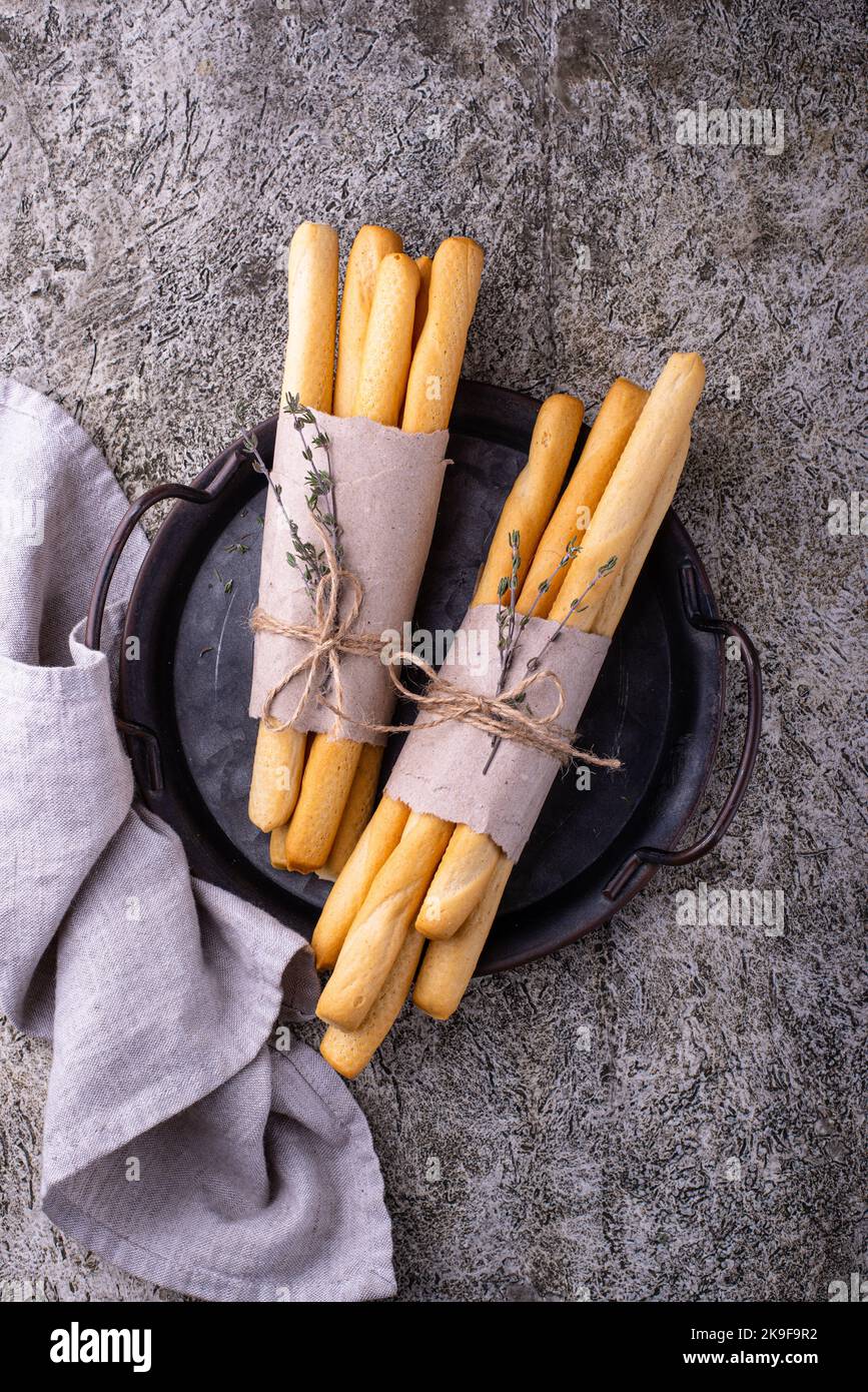 Italian grissini, traditional appetizer breadstick Stock Photo - Alamy