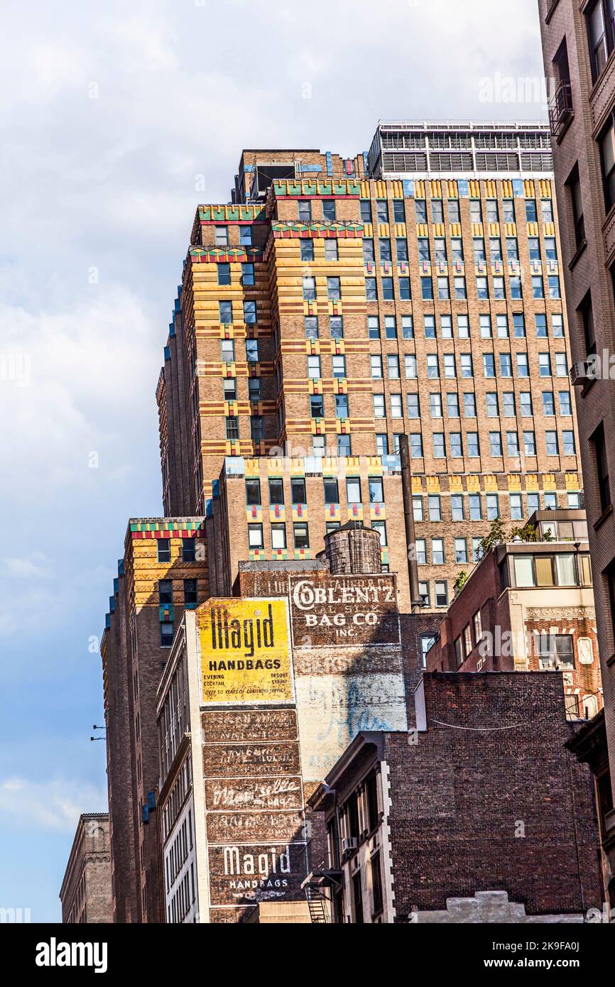 NEW YORK, USA - JUL 11, 2010: high old brick skyscraper in new York ...