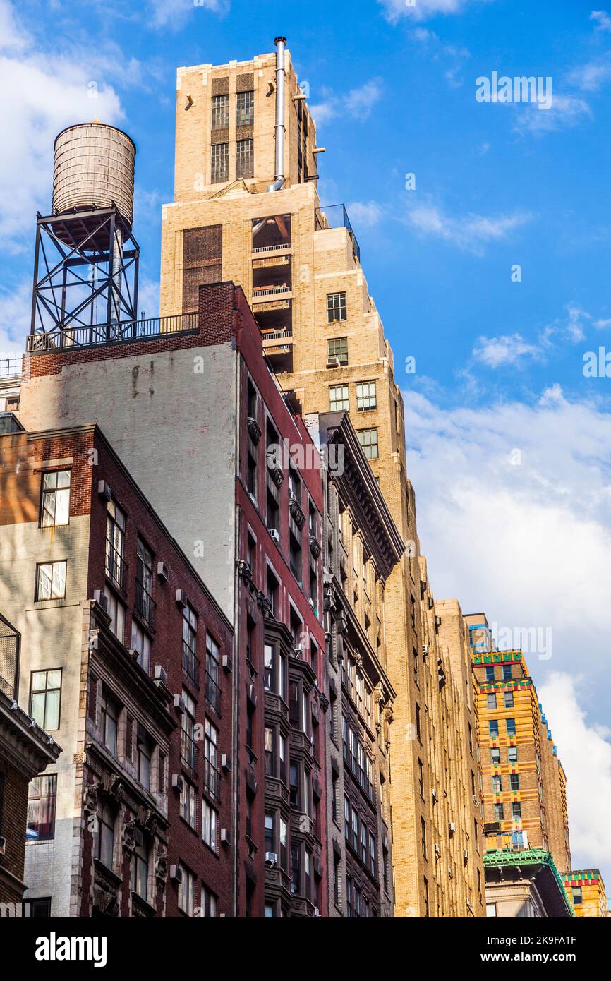 NEW YORK, USA - JUL 11, 2010: high old brick skyscraper in new York ...