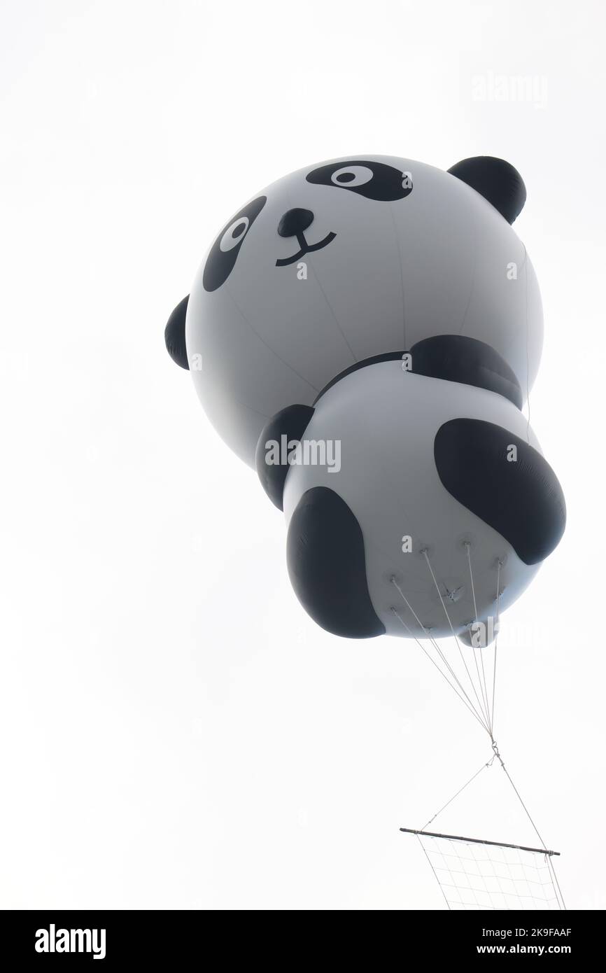 A giant panda balloon is seen in Ueno, Taito city on October 28, 2022 ...