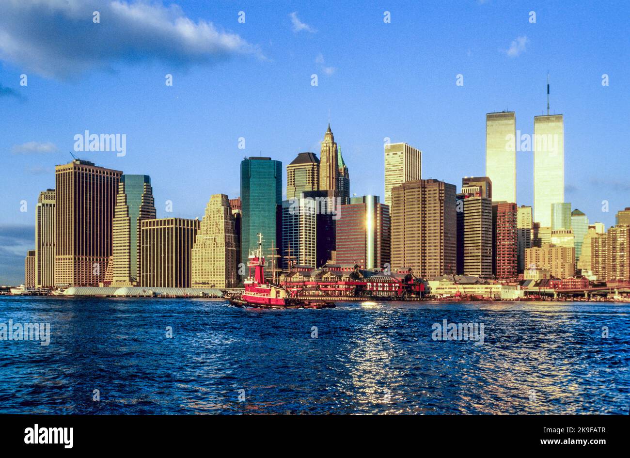Wtc world trade center twin towers tower sunset light hi-res stock ...