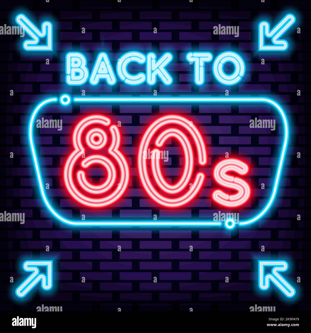 Back to 80s Badge in neon style. Bright signboard. Neon text Stock ...