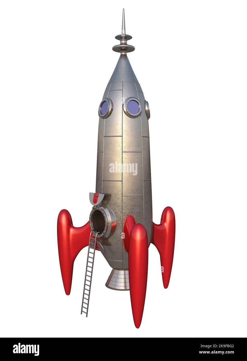 Comic style Rocket. Isolated on white. 3D Rendering Stock Photo - Alamy