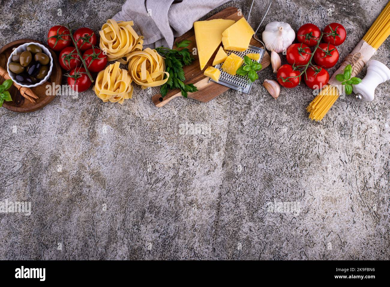 Italian food cooking background with pasta Stock Photo - Alamy