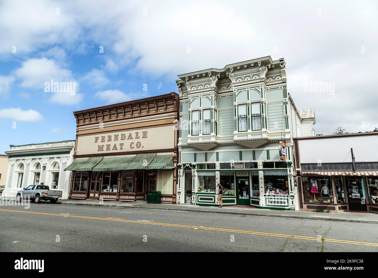 FERNDALE, USA, JUNE 18, 2012: Victorian storefronts in Ferndale, USA ...