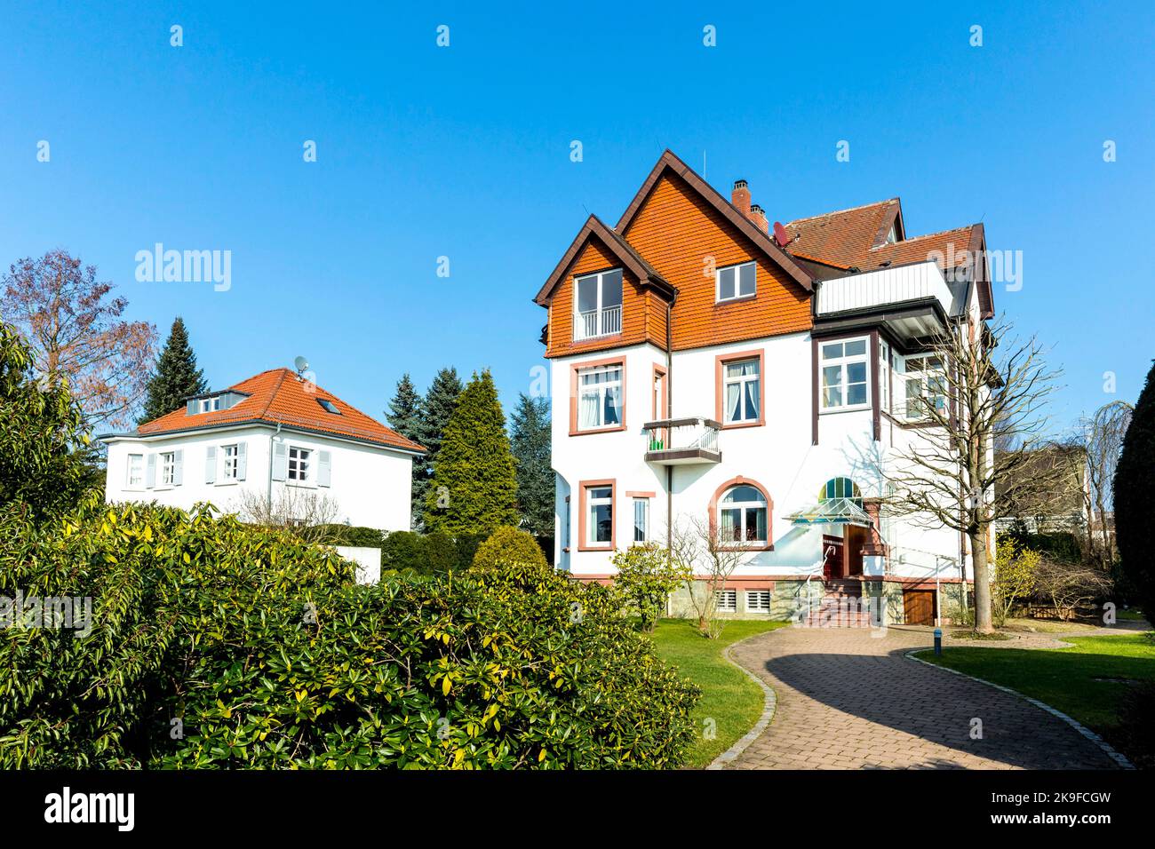 Schwalbach, Germany - FEB 15, 2015: typical urban house build around ...