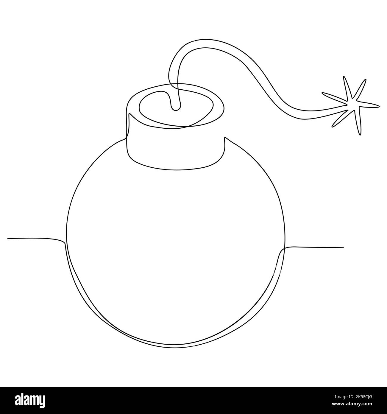 One continuous line of Bomb. Thin Line Illustration vector concept ...